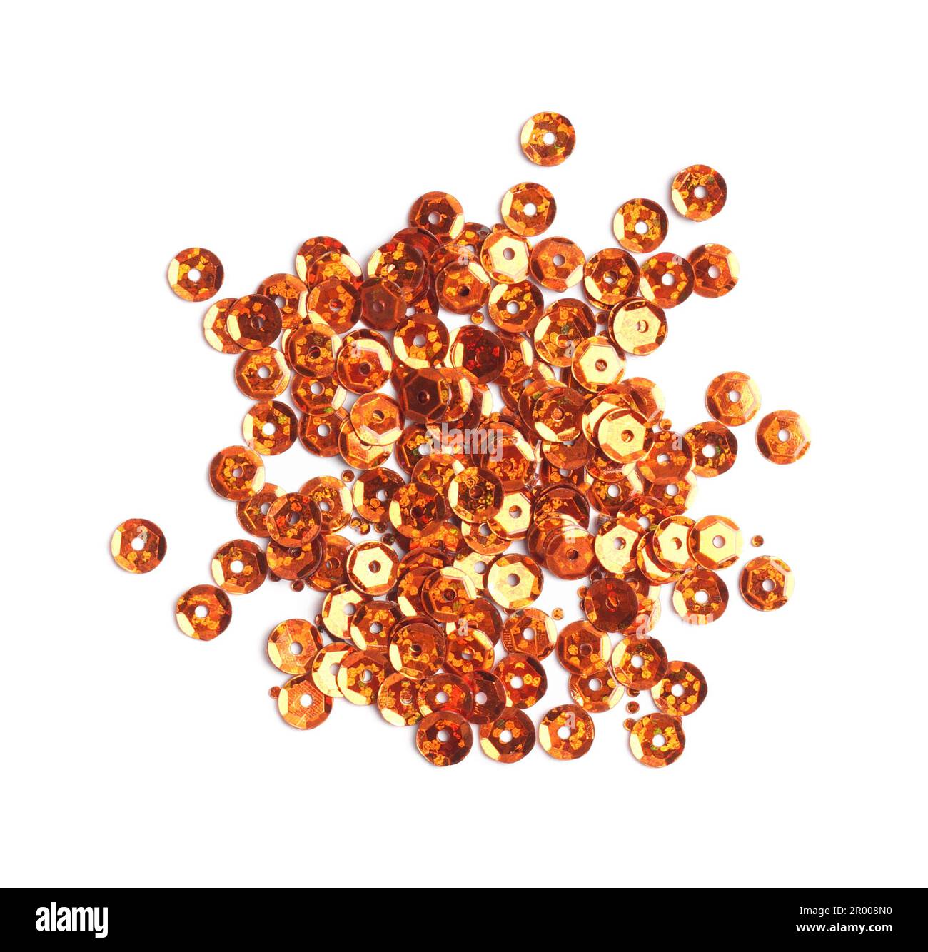 Pile of orange sequins isolated on white, top view Stock Photo - Alamy