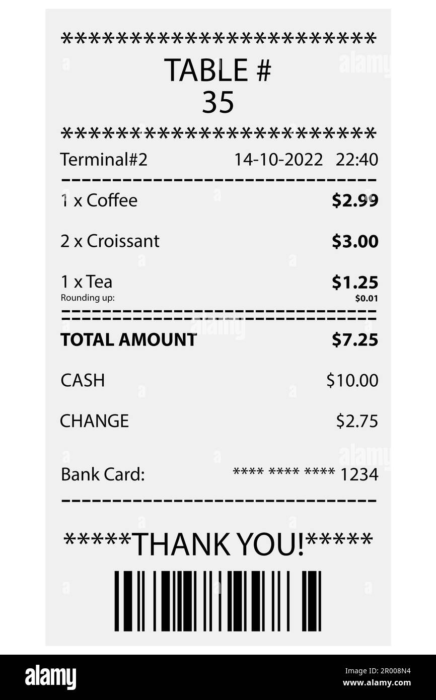 Illustration of paper check on white background Stock Photo - Alamy