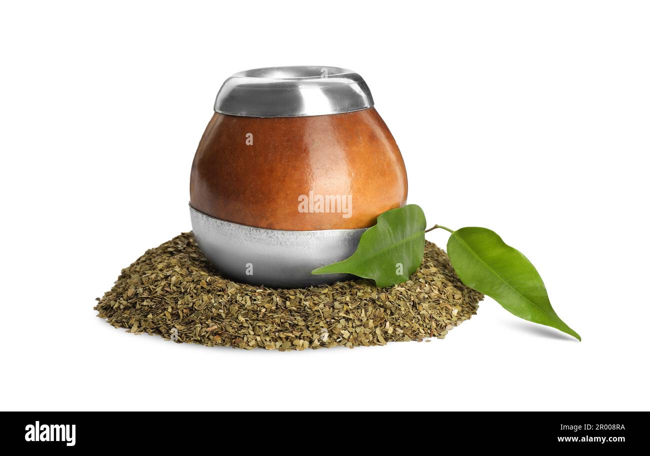 Calabash with mate tea on white background Stock Photo - Alamy