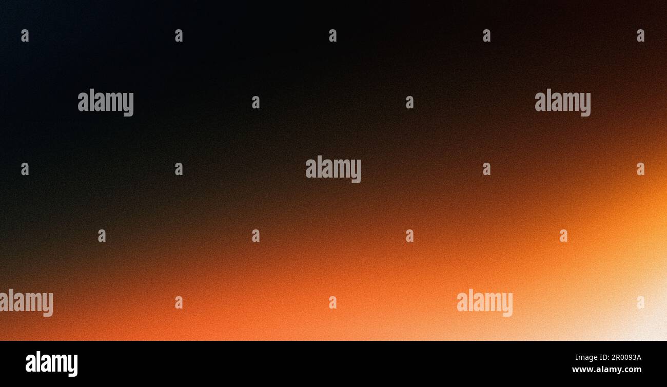 Orange glowing color gradient on black grainy background, noise texture ...
