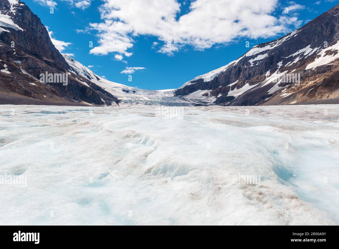 Athabasca glacier with melting ice, Jasper national park, Alberta ...