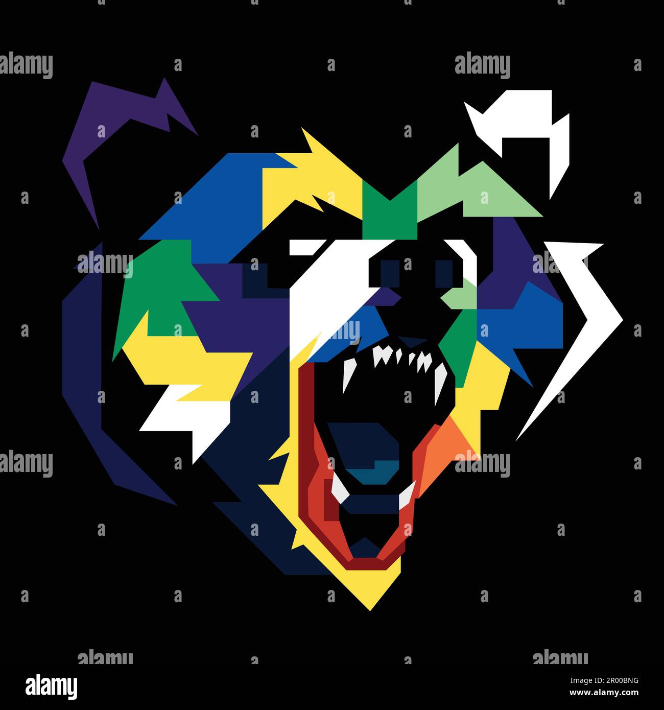colorful bear head in pop art style Stock Vector Image & Art - Alamy