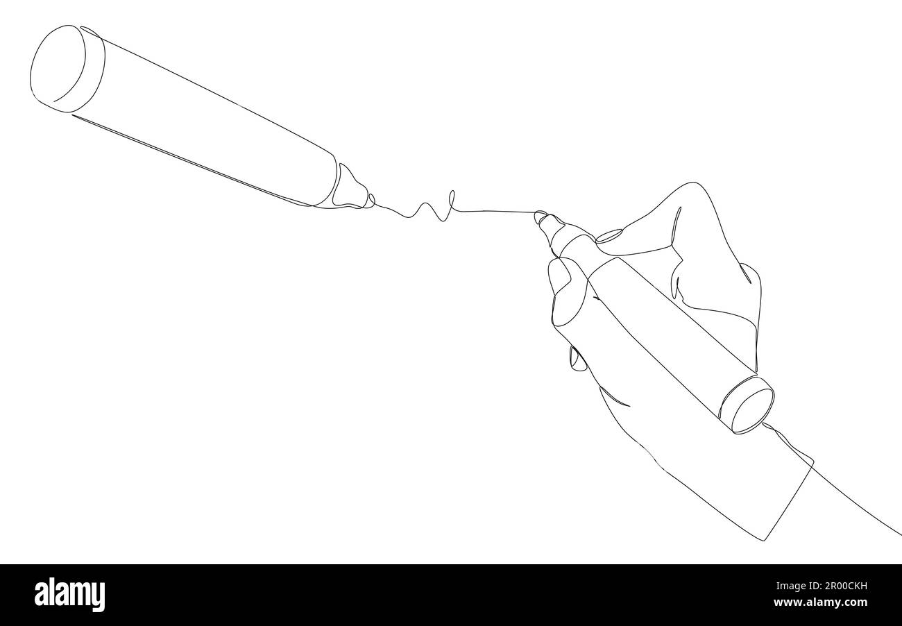One Continuous Line Of Stationery Drawn With Felt Tip Pen Thin Line