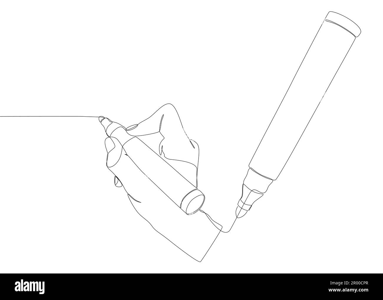 One continuous line of stationery drawn with felt tip pen. Thin Line ...
