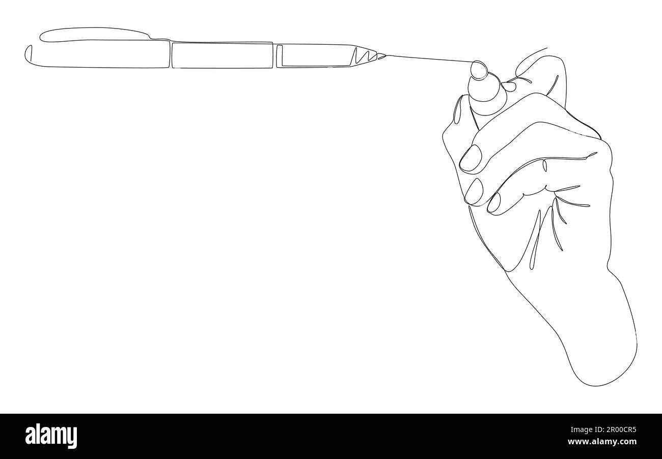 One continuous line of stationery drawn with felt tip pen. Thin Line ...