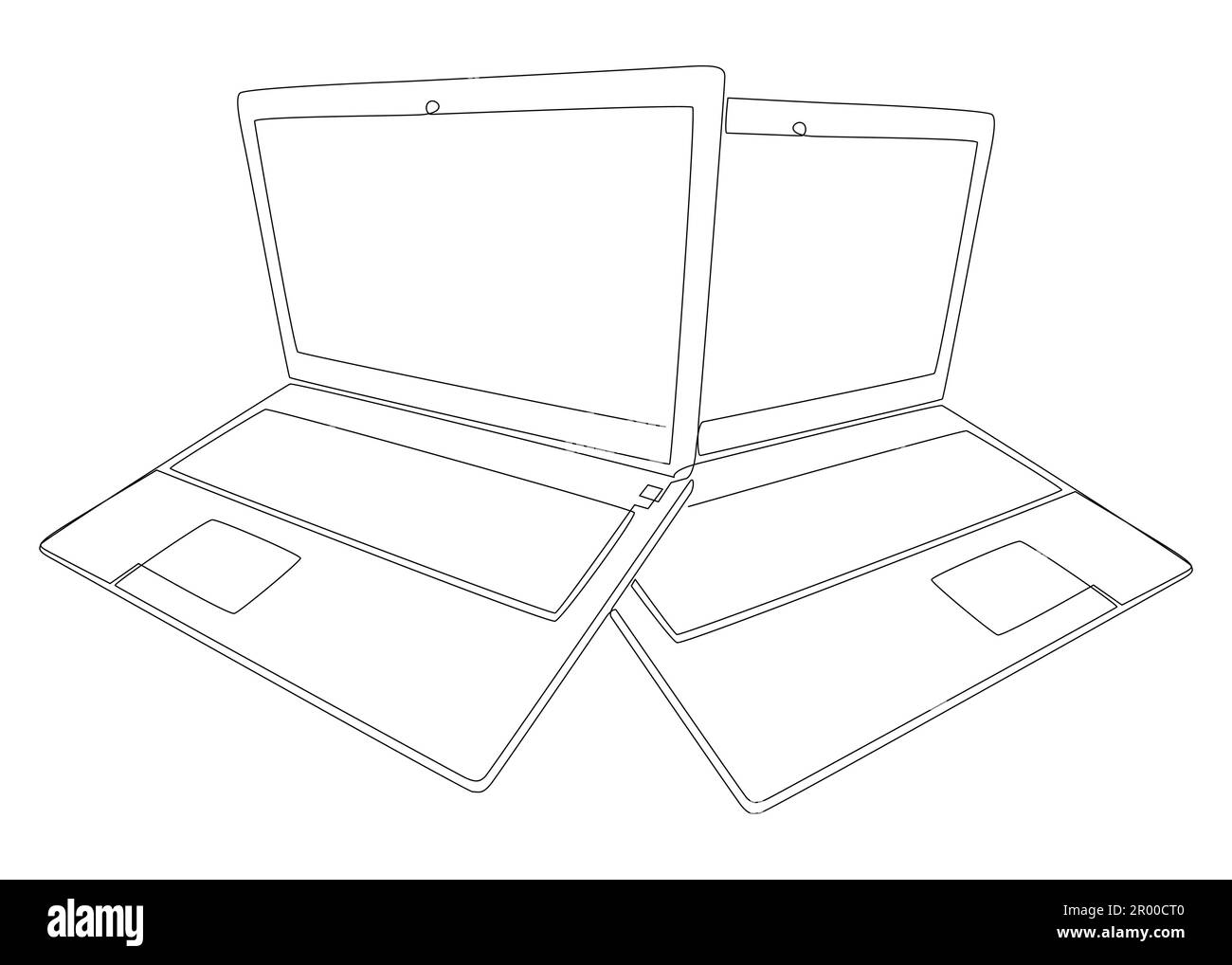 One continuous line of Laptops. Thin Line Illustration vector portable ...
