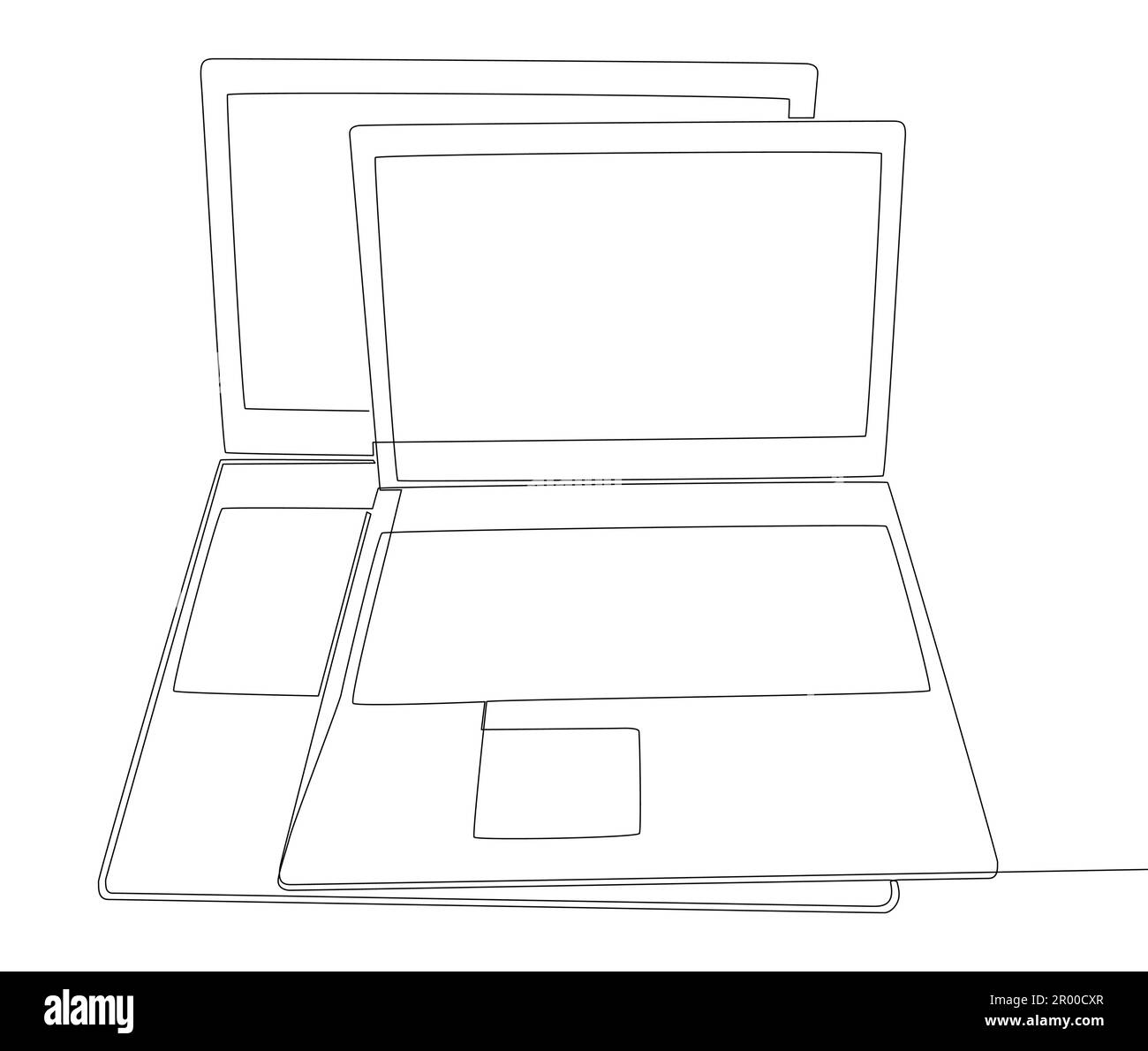 One continuous line of Laptops. Thin Line Illustration vector portable ...