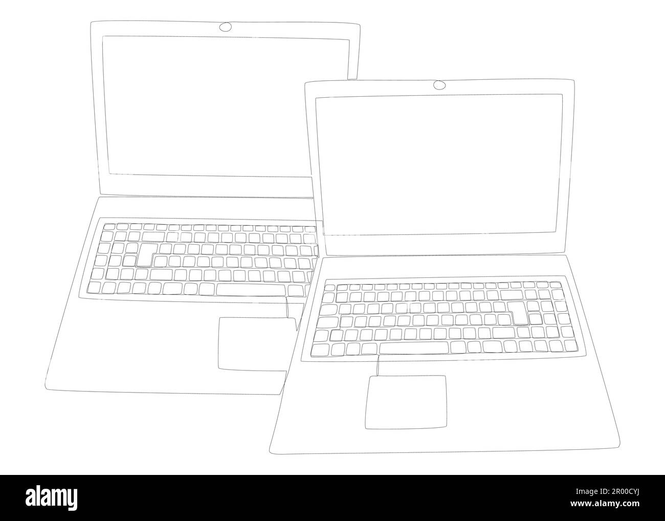 One continuous line of Laptops. Thin Line Illustration vector portable ...