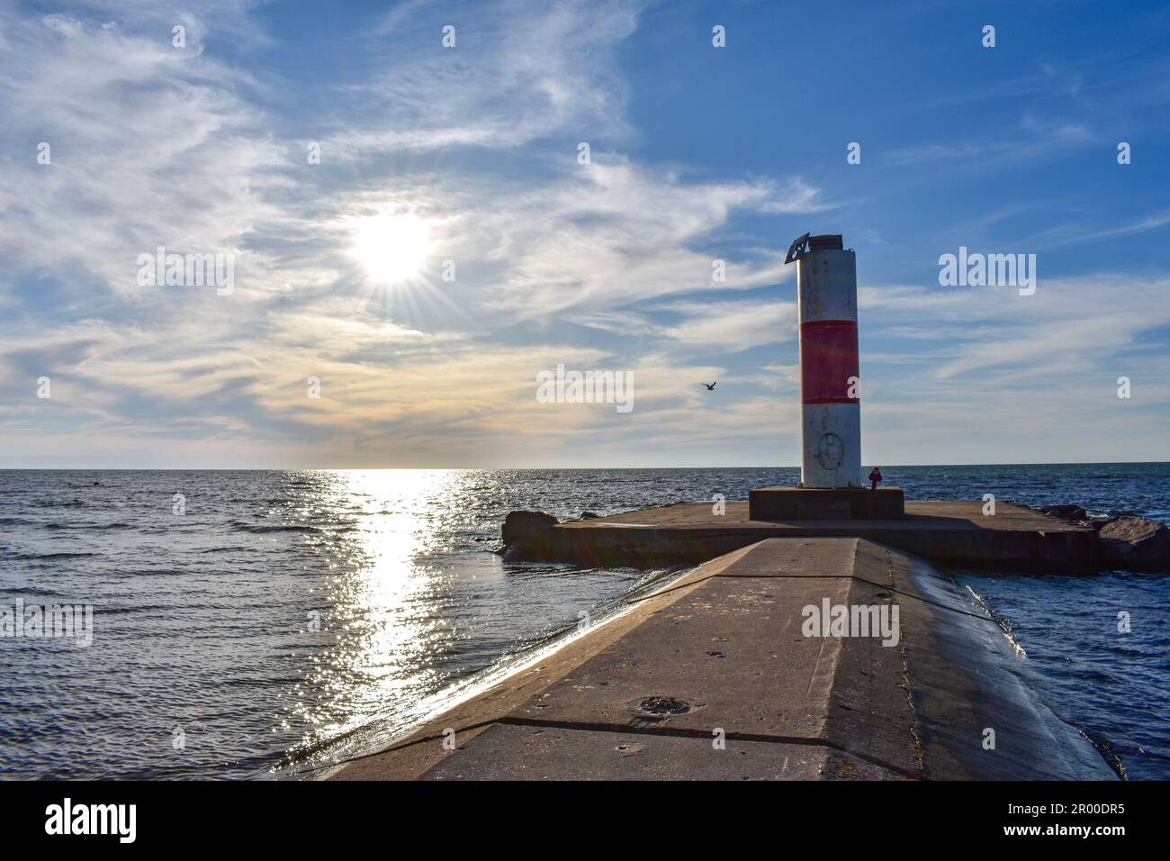 The south break wall channel marker on Lake Michigan. Ludington, MI ...