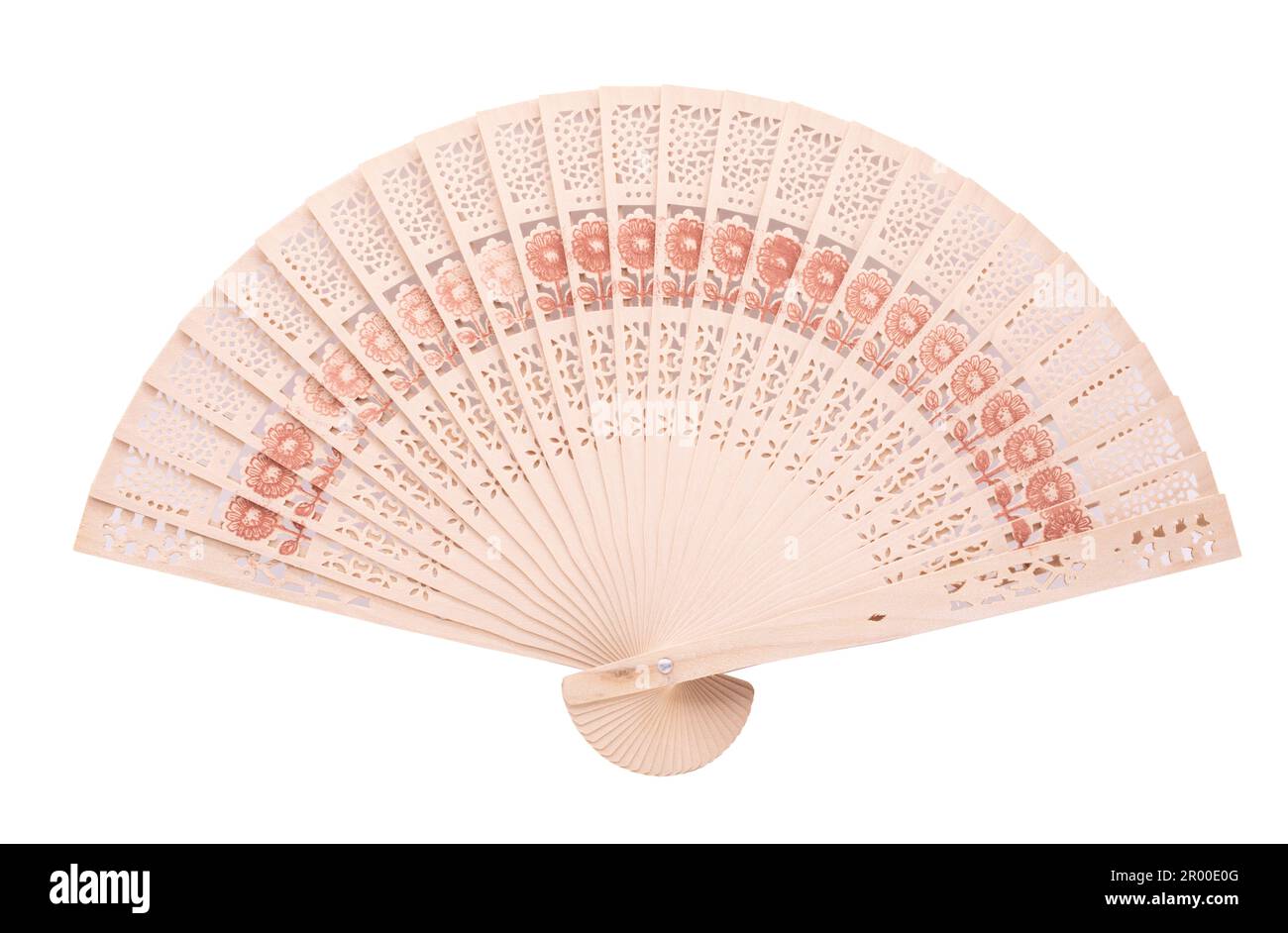 Chinese style wooden fan isolated on white background Stock Photo - Alamy