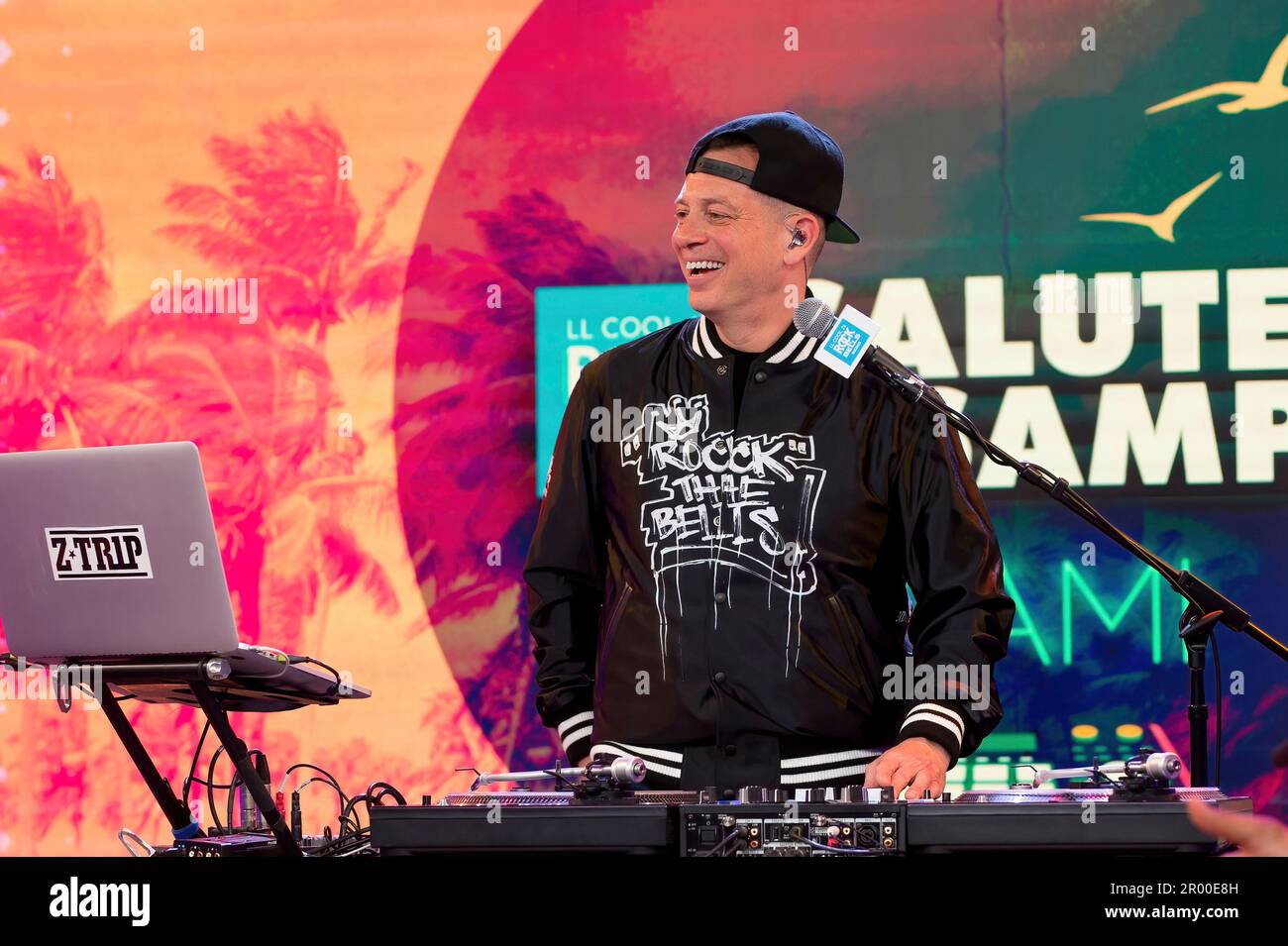 DJ Z-Trip appears on stage at the new Sirius XM Miami Studios on Friday, May 5, 2023, in Miami ...