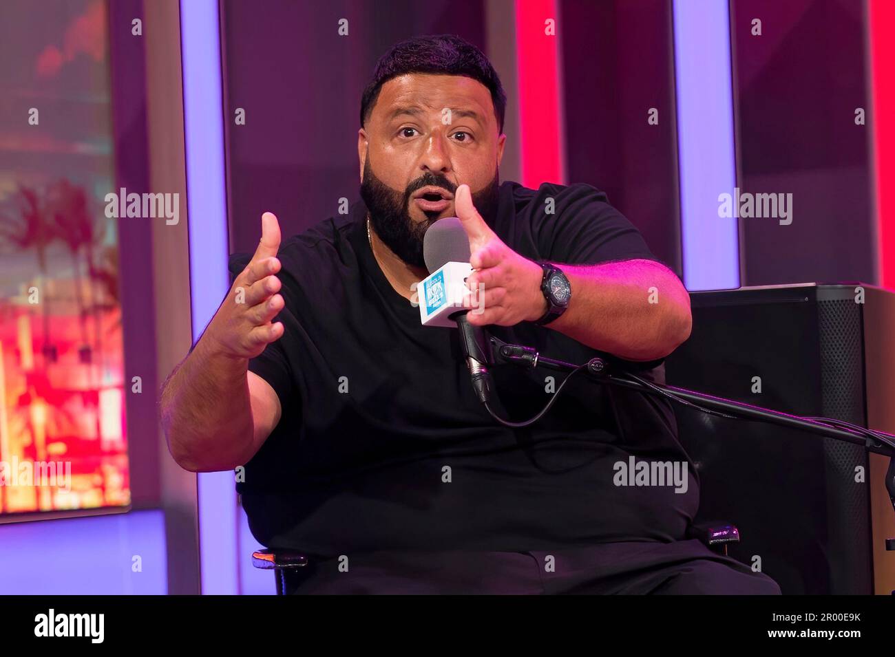 DJ Khaled appears on stage at the new Sirius XM Miami Studios on Friday ...