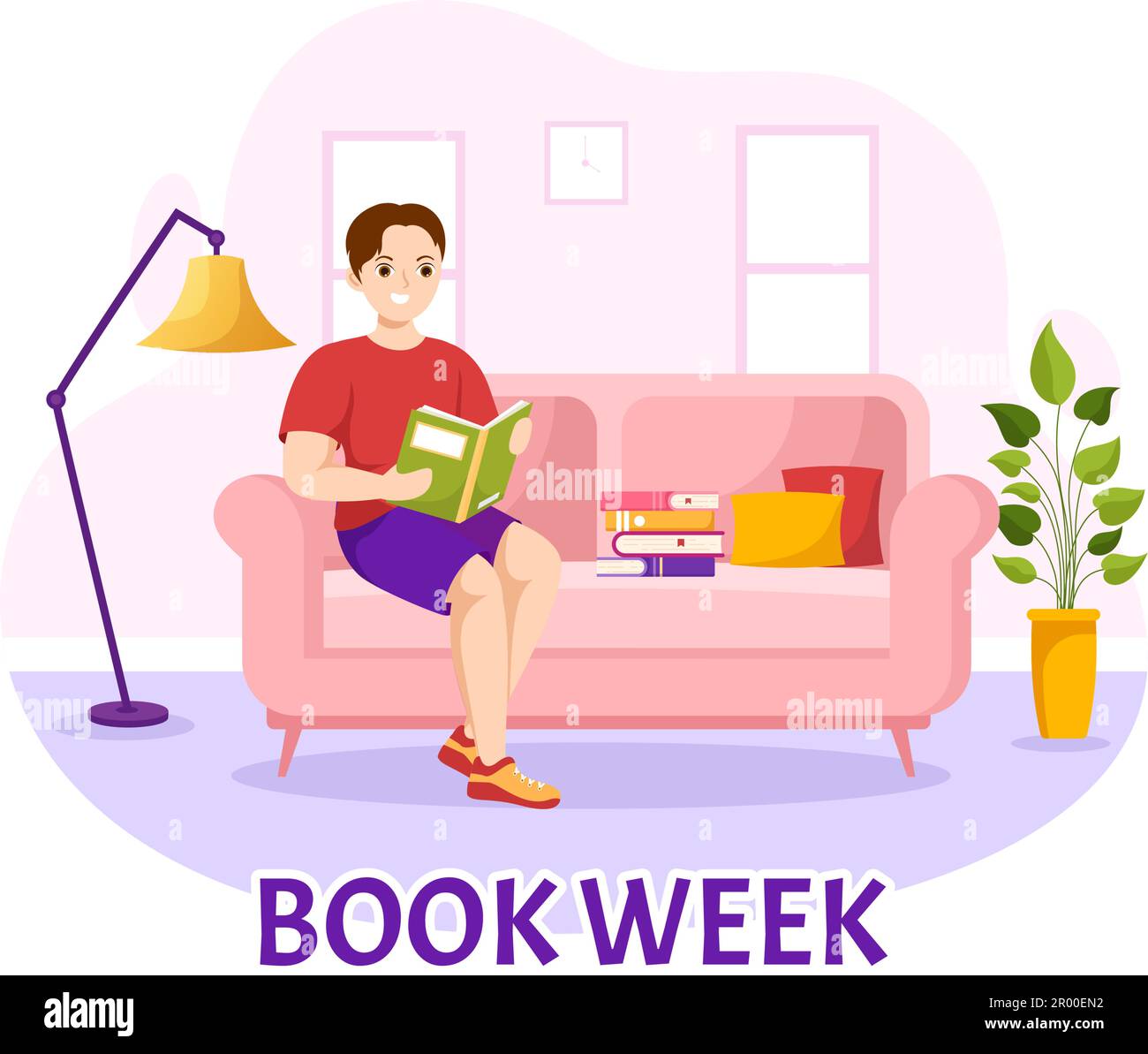 Book Week Events Vector Illustration with People Reading or Students ...