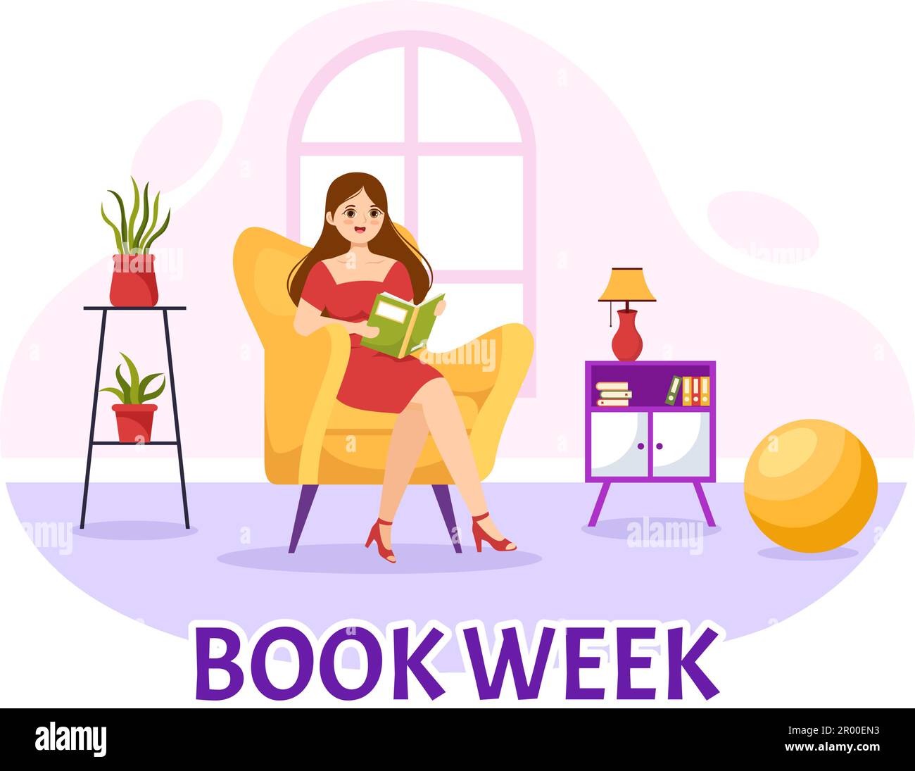 Book Week Events Vector Illustration with People Reading or Students ...