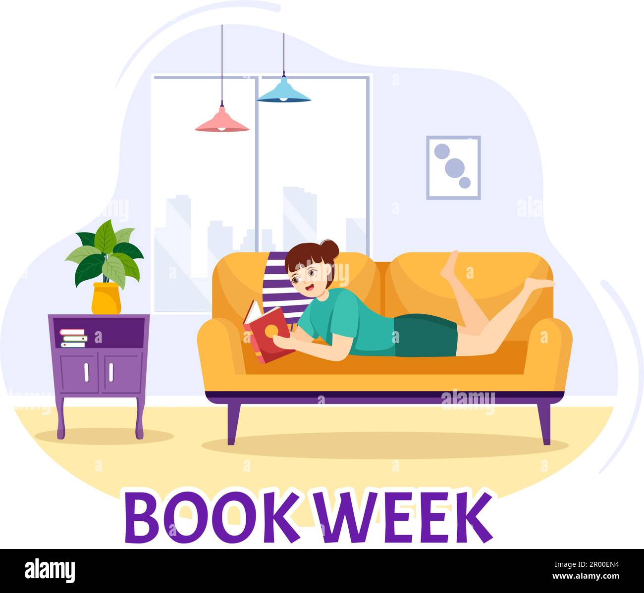 Book Week Events Vector Illustration with People Reading or Students ...