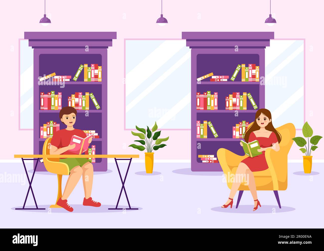 Book Week Events Vector Illustration with People Reading or Students ...