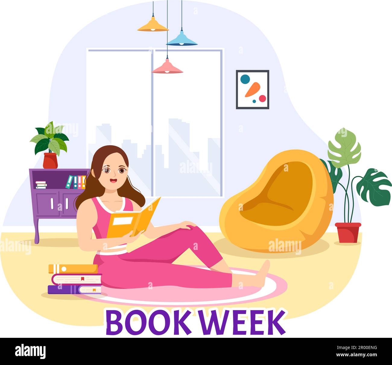 Book Week Events Vector Illustration with People Reading or Students ...
