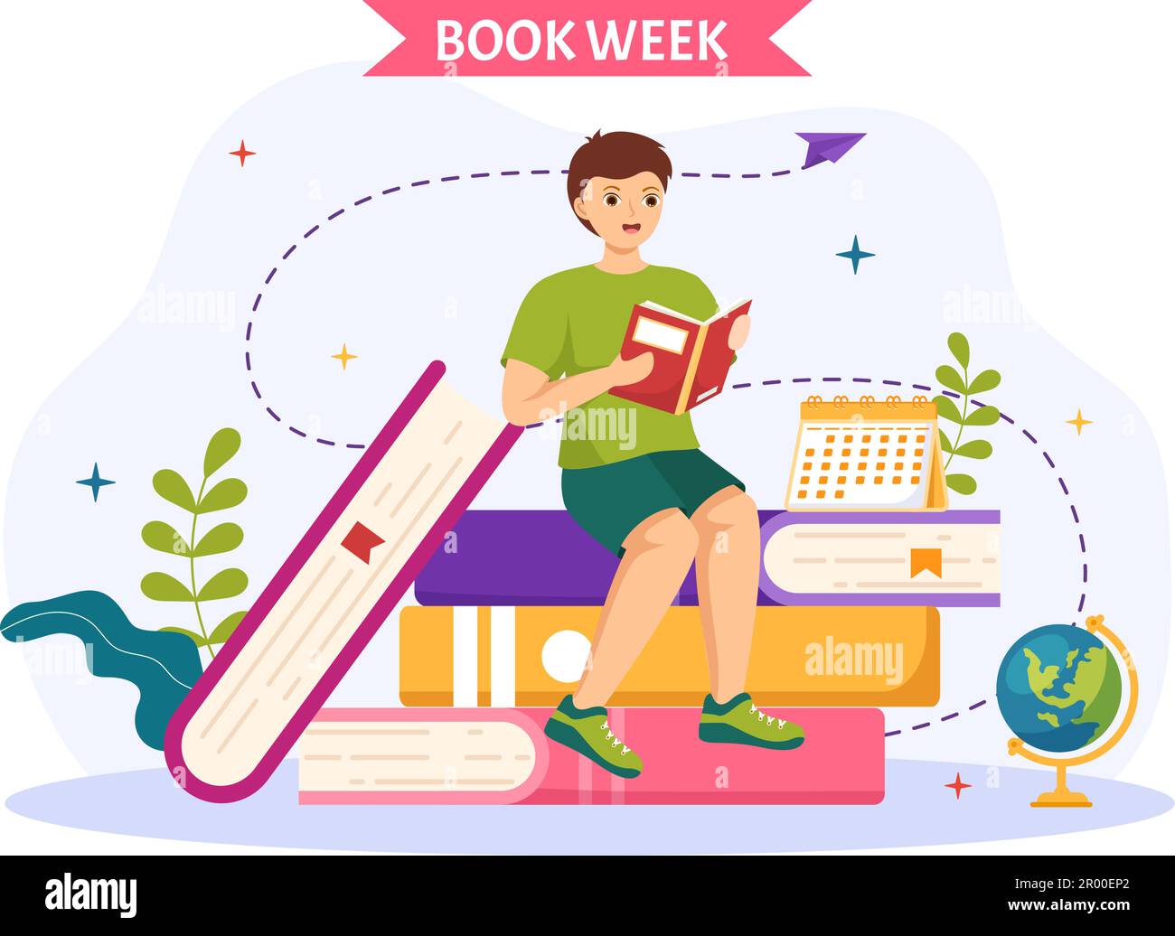 Book Week Events Vector Illustration with People Reading or Students ...