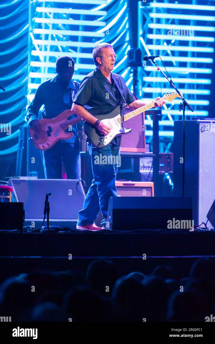 Eric Clapton and his band performing live in concert in Sydney ...