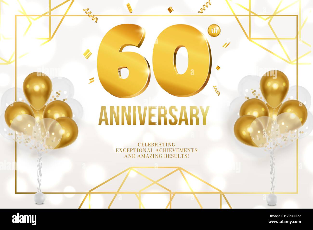 Anniversary celebration horizontal flyer golden letters and balloons ...