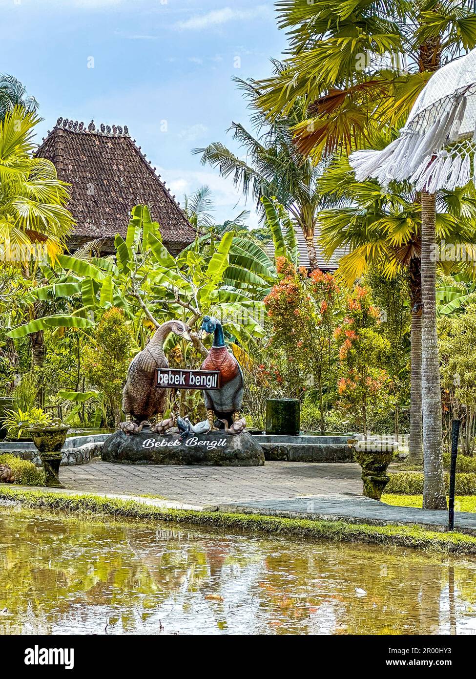 Crispy duck lunch at restaurant in Ubud, Bali, Indonesia Stock Photo ...