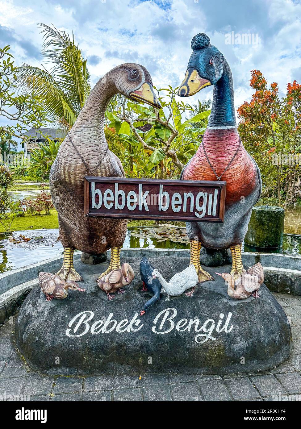 Crispy duck lunch at restaurant in Ubud, Bali, Indonesia Stock Photo ...
