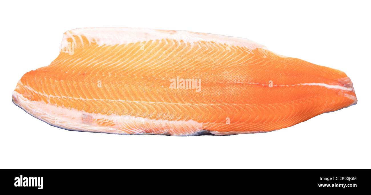 Salmon fillet isolated on white background Stock Photo - Alamy