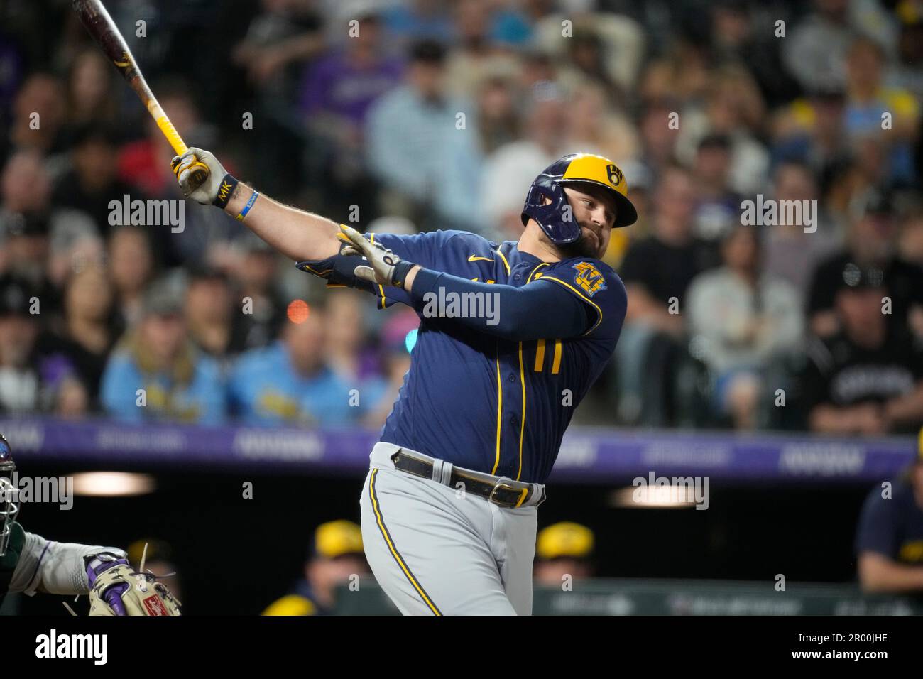 Milwaukee Brewers first baseman Rowdy Tellez (11) in the seventh inning ...