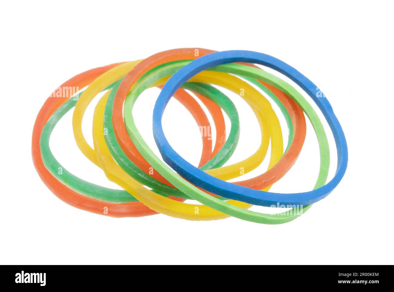 Multicolor rubber bands isolated on white background Stock Photo - Alamy