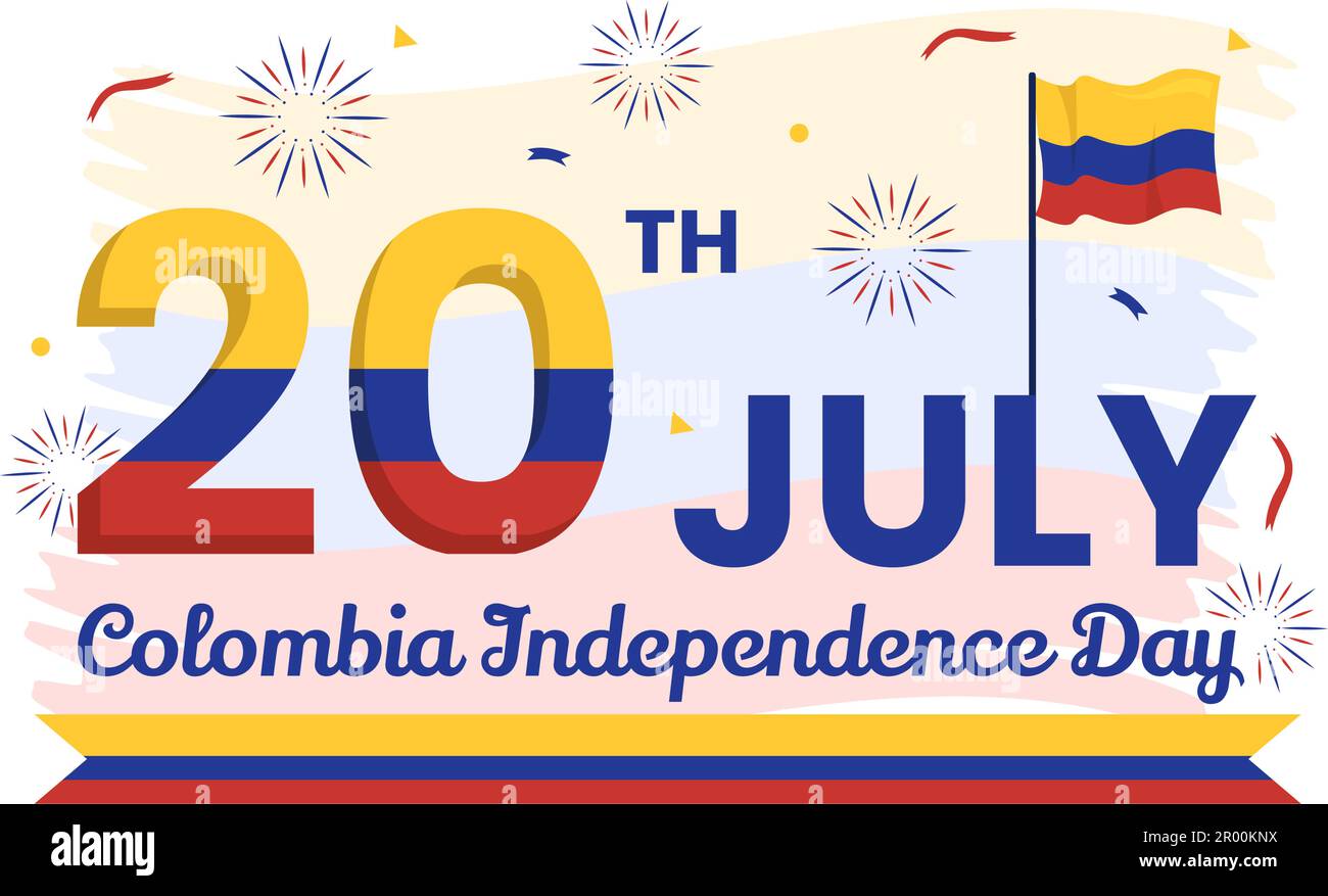 Colombia Independence Day Vector Illustration with Waving Flag in ...