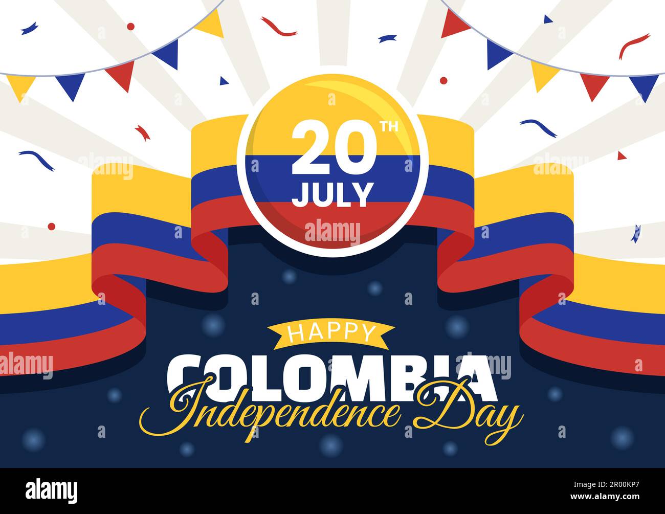 Colombia Independence Day Vector Illustration with Waving Flag in ...