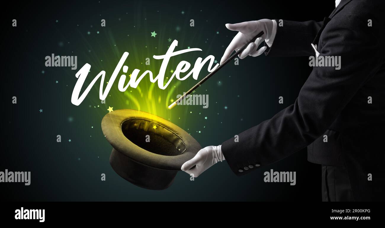 Old Magician is showing magic trick Stock Photo - Alamy