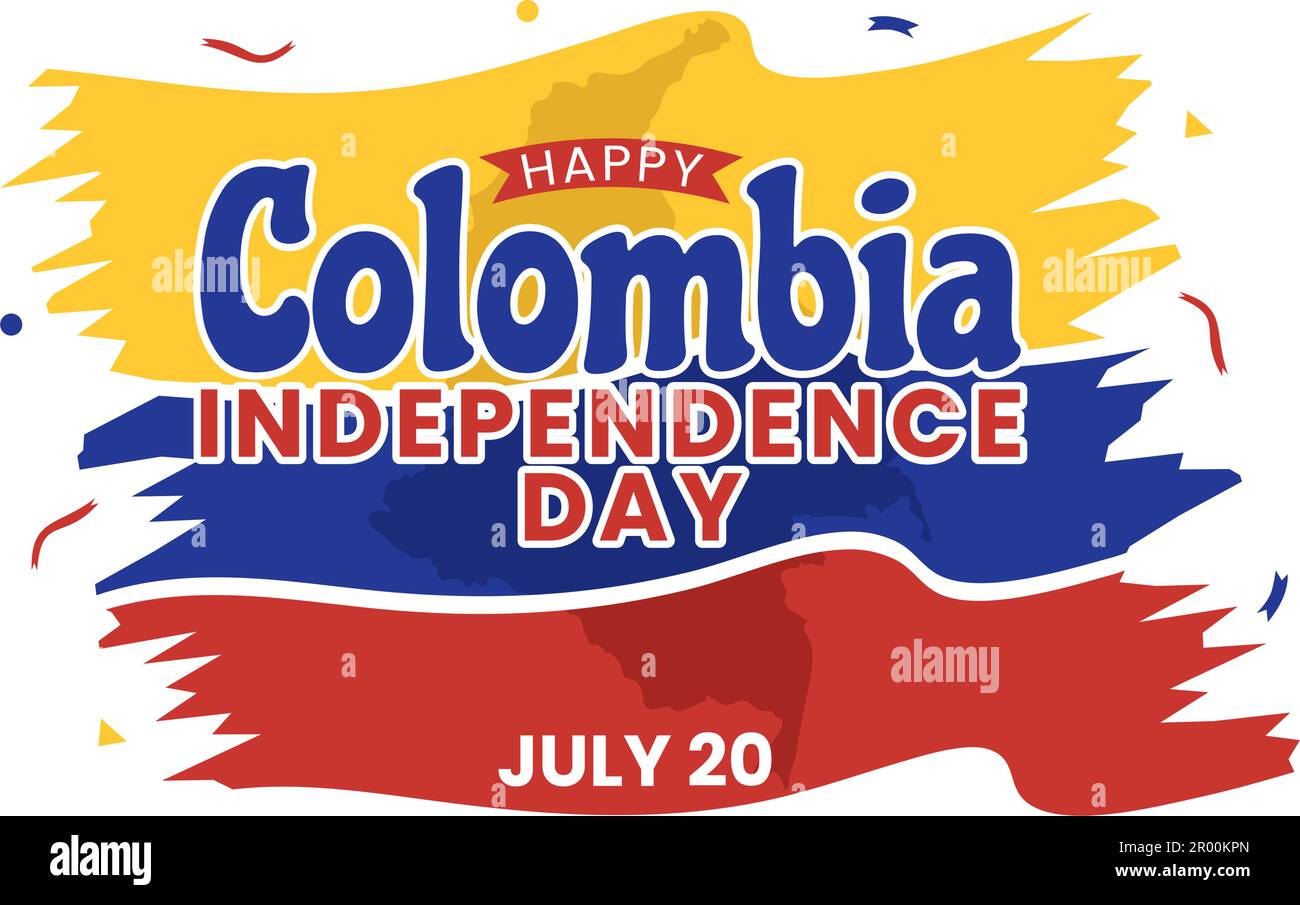 Colombia Independence Day Vector Illustration with Waving Flag in ...