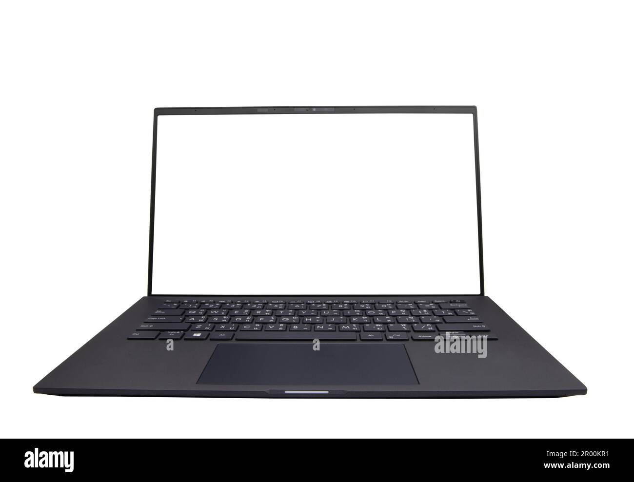 Black laptop with empty screen isolated on white background Stock Photo ...