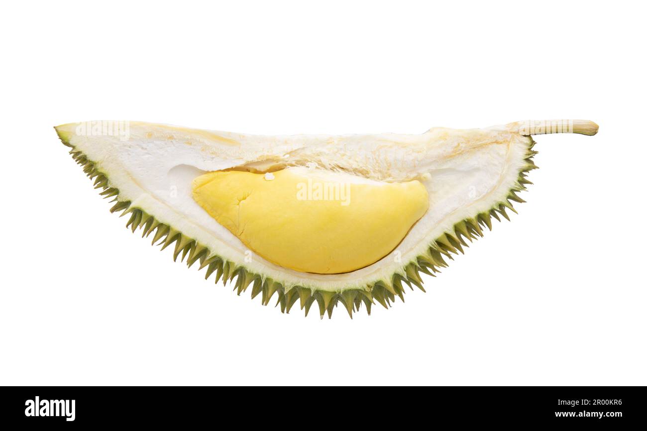 Half sliced durian isolated on white background Stock Photo - Alamy