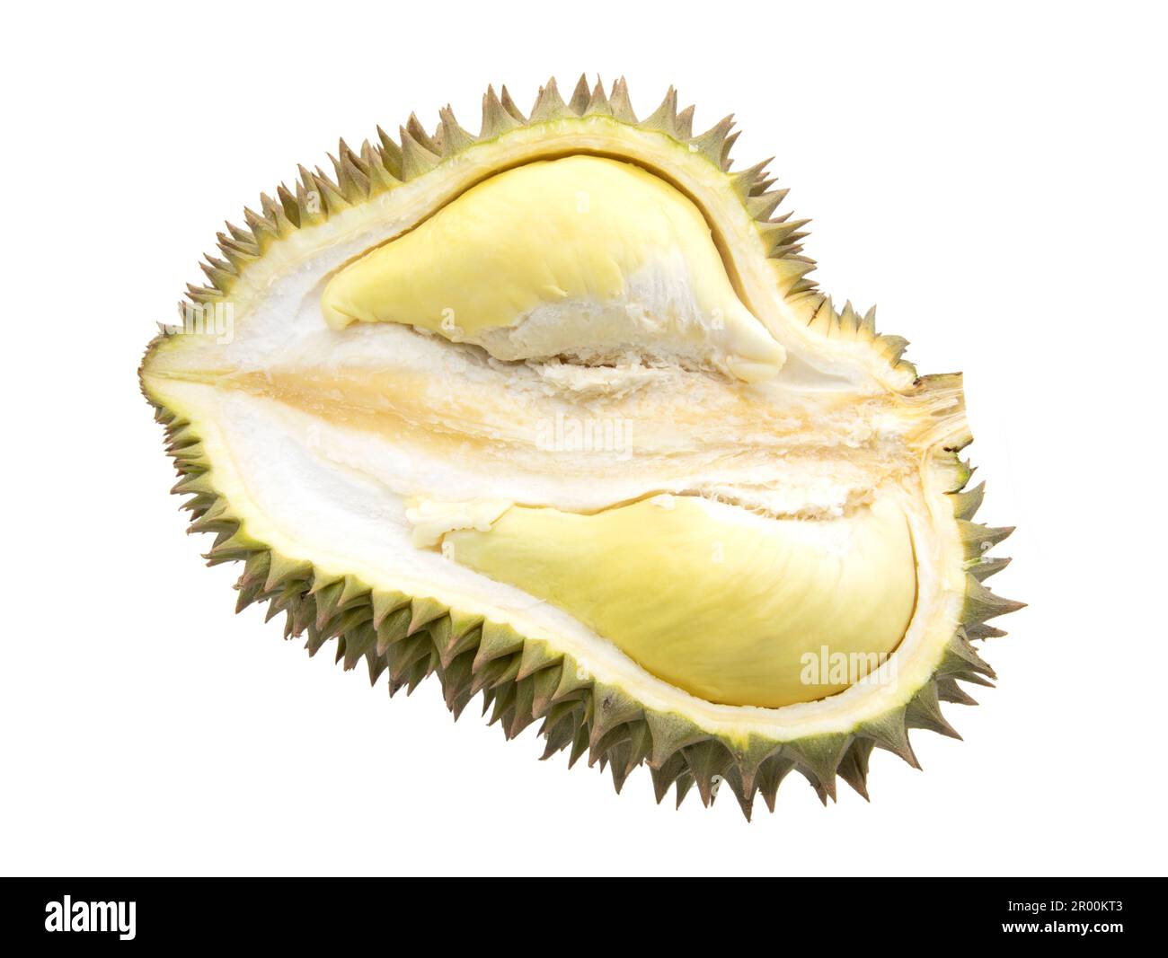 Half sliced durian isolated on white background Stock Photo - Alamy