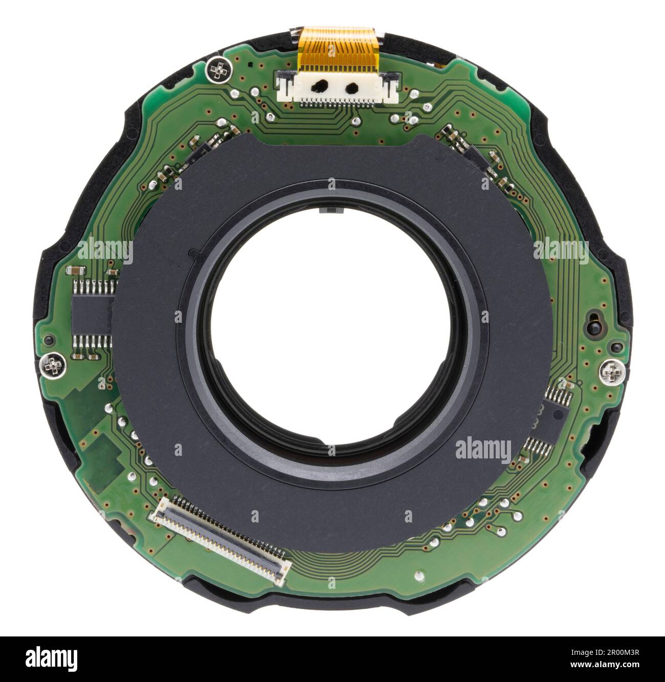 Circuit on ring of camera lens isolated on white background Stock Photo ...