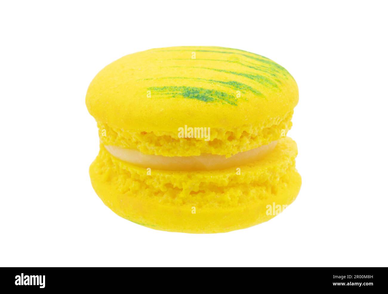 Yellow macaron isolated on white background Stock Photo - Alamy