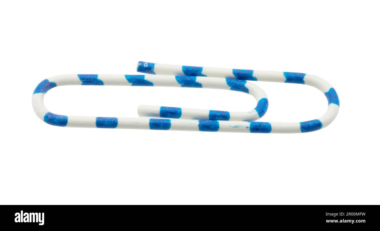 Blue paper clip isolated on white background Stock Photo - Alamy