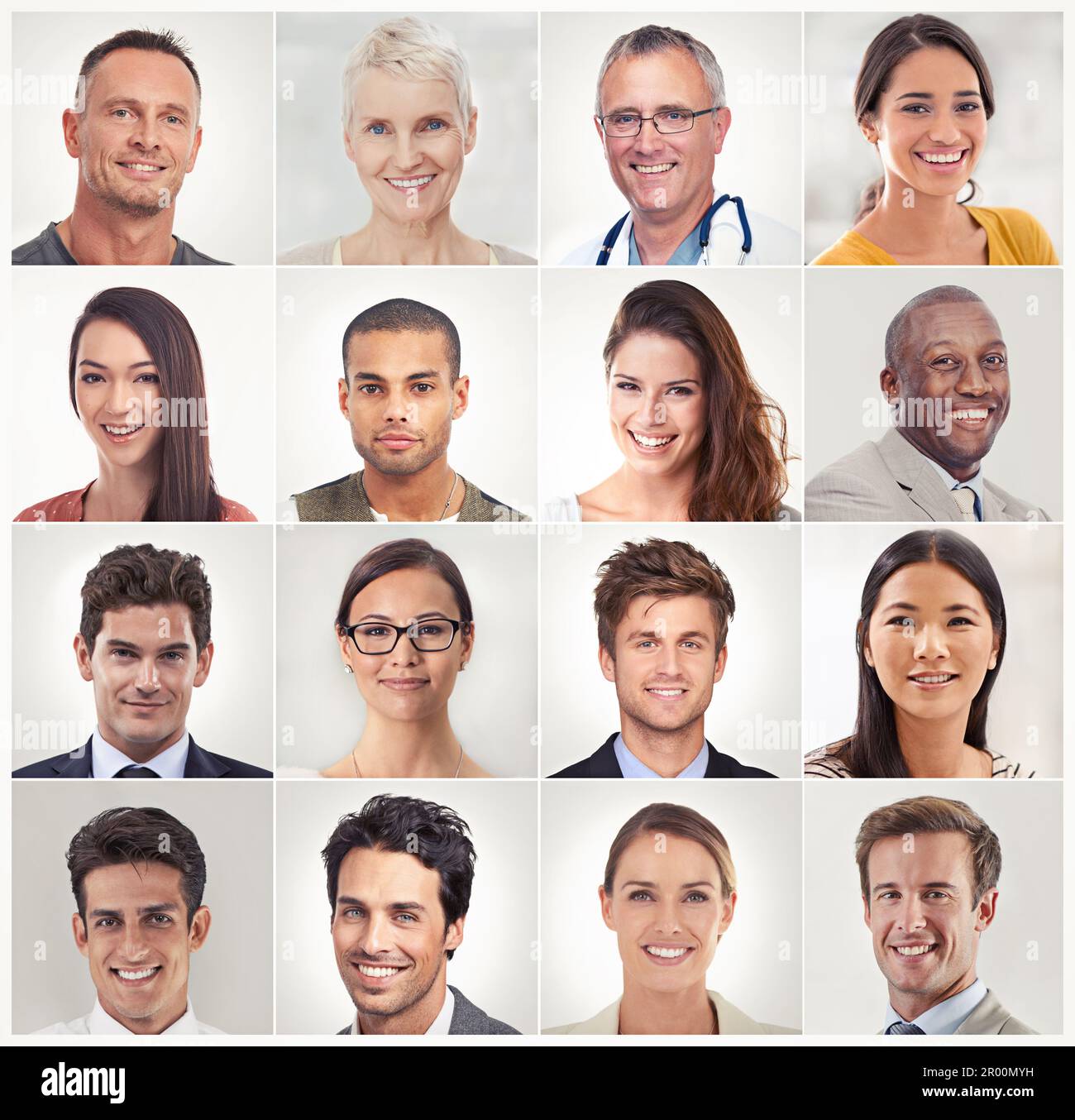 Montage, face collage or portrait of happy people in a community group ...