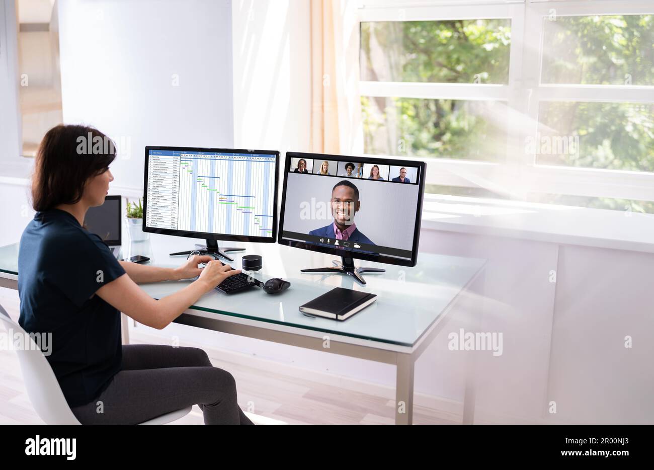 Online Video Conference Planning Call. Work From Home Stock Photo - Alamy