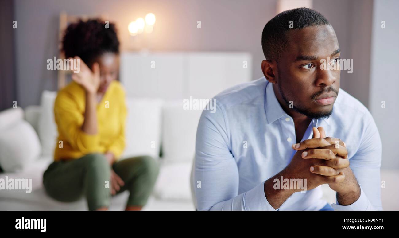 Sad Angry African American Couple. Woman Shouting Stock Photo - Alamy