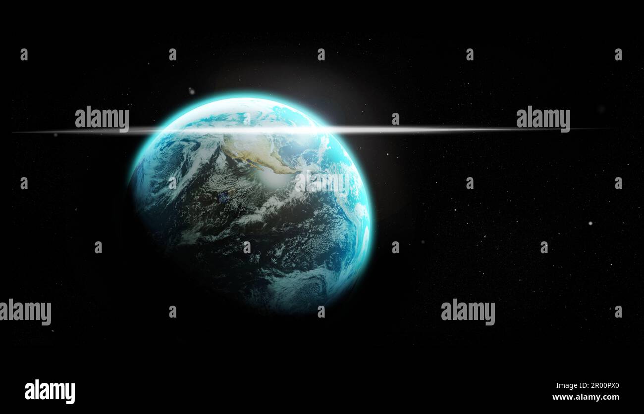Earth, globe or planet in dark space for astronomy study, science and ...