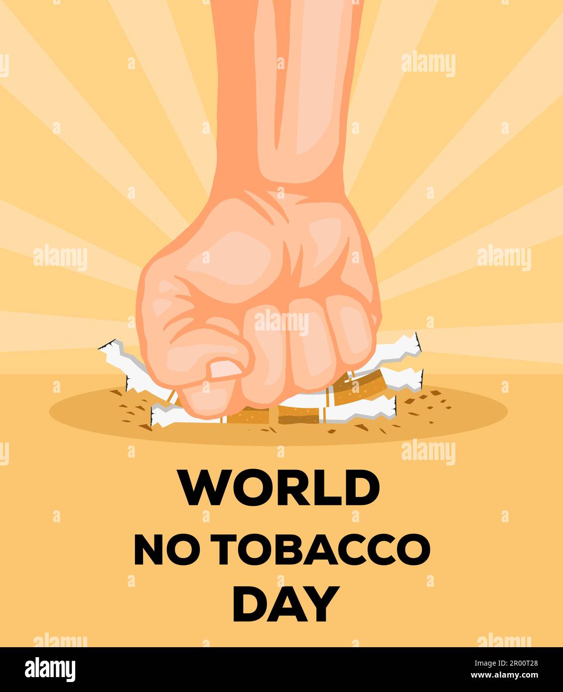 world no tobacco day illustration with destroying cigarettes with punch ...