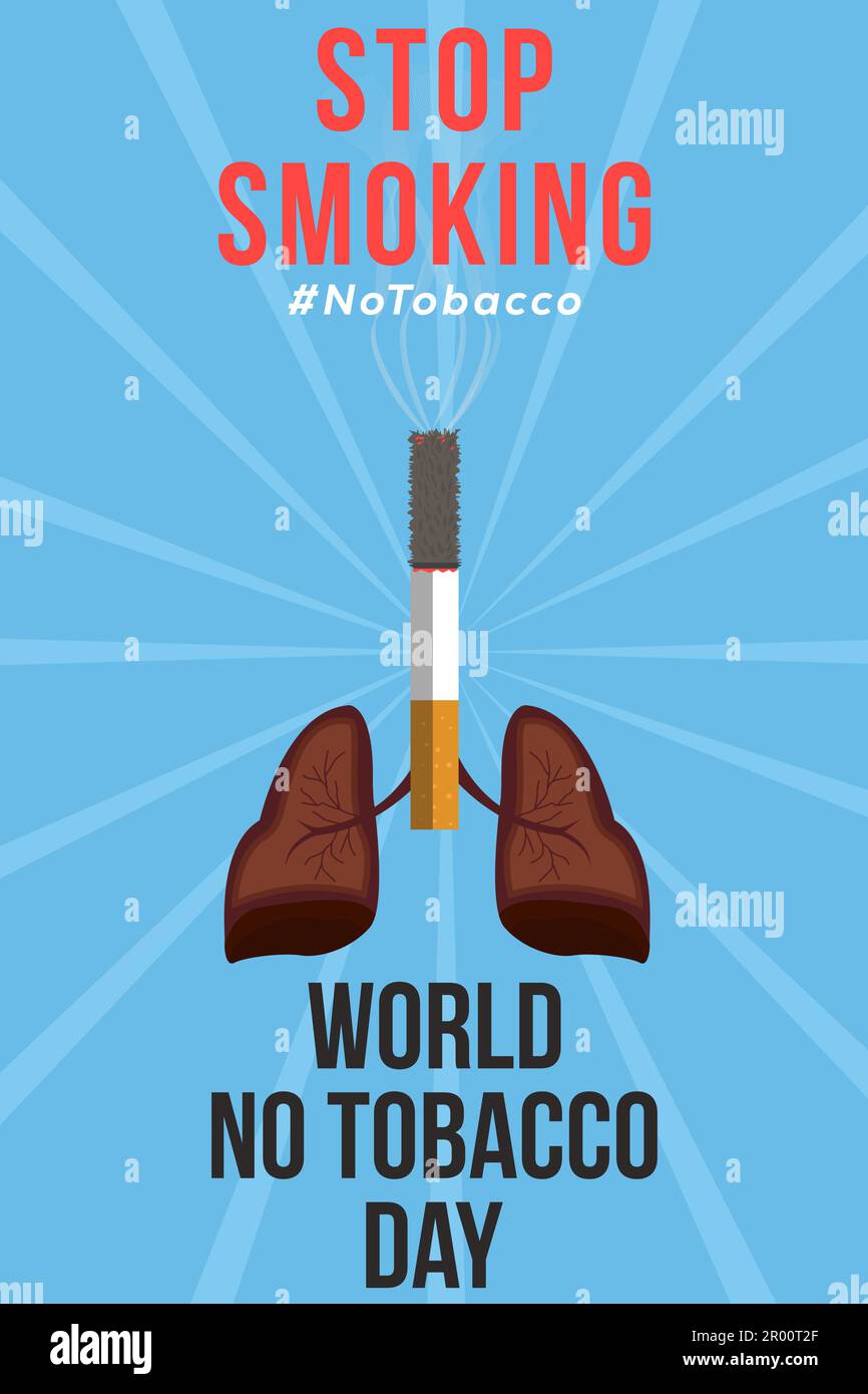 world no tobacco in flat design vertical poster with lungs and ...