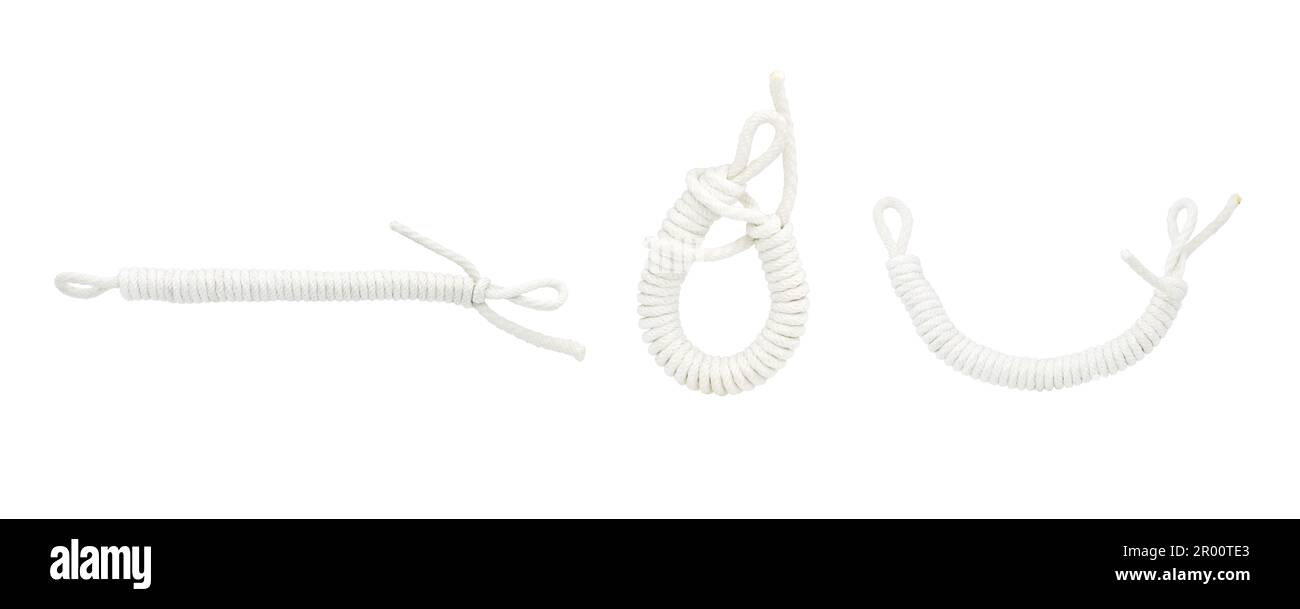 White twisted rope isolated on white background Stock Photo - Alamy