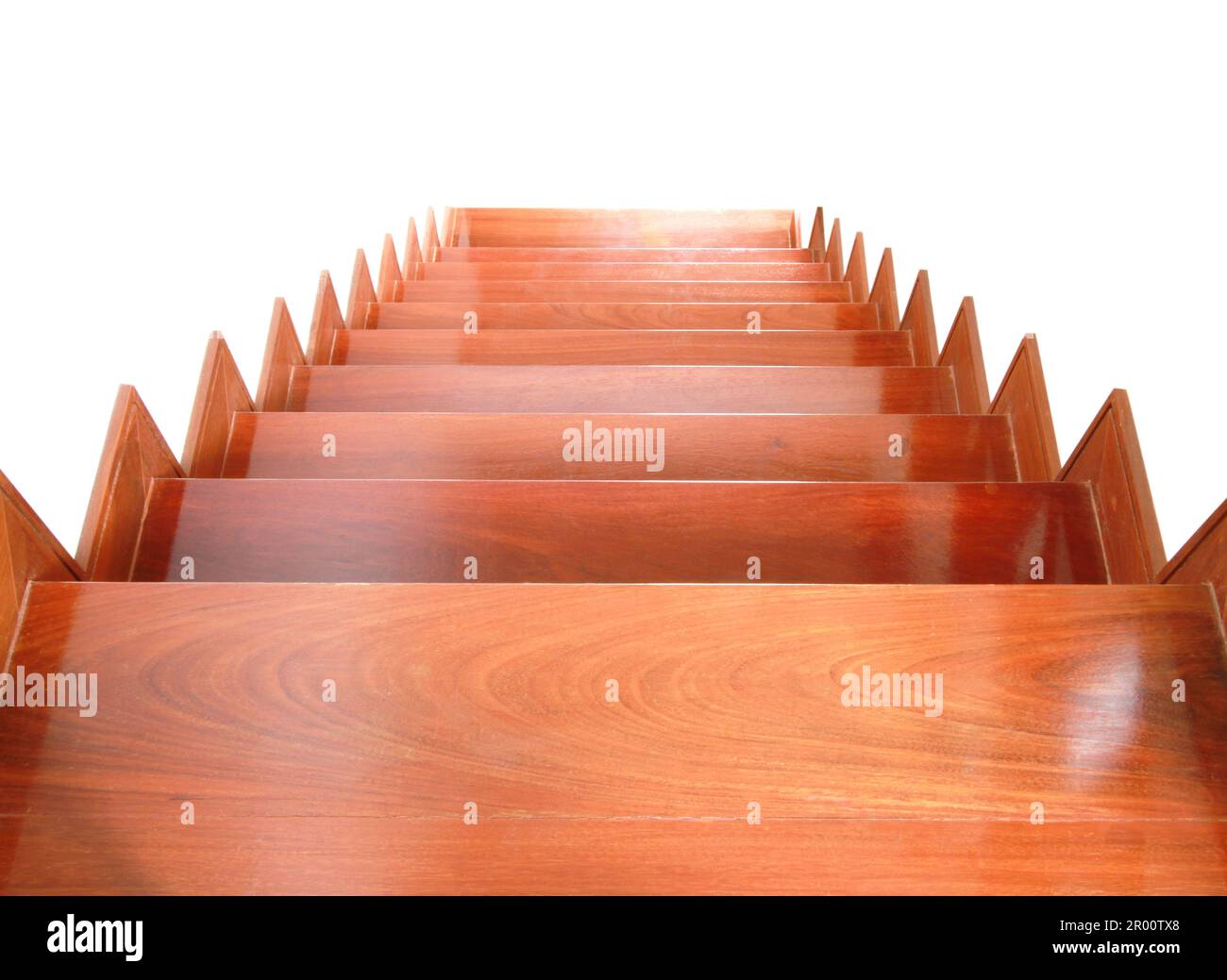 Wooden stairs and handrail isolated on white background Stock Photo - Alamy