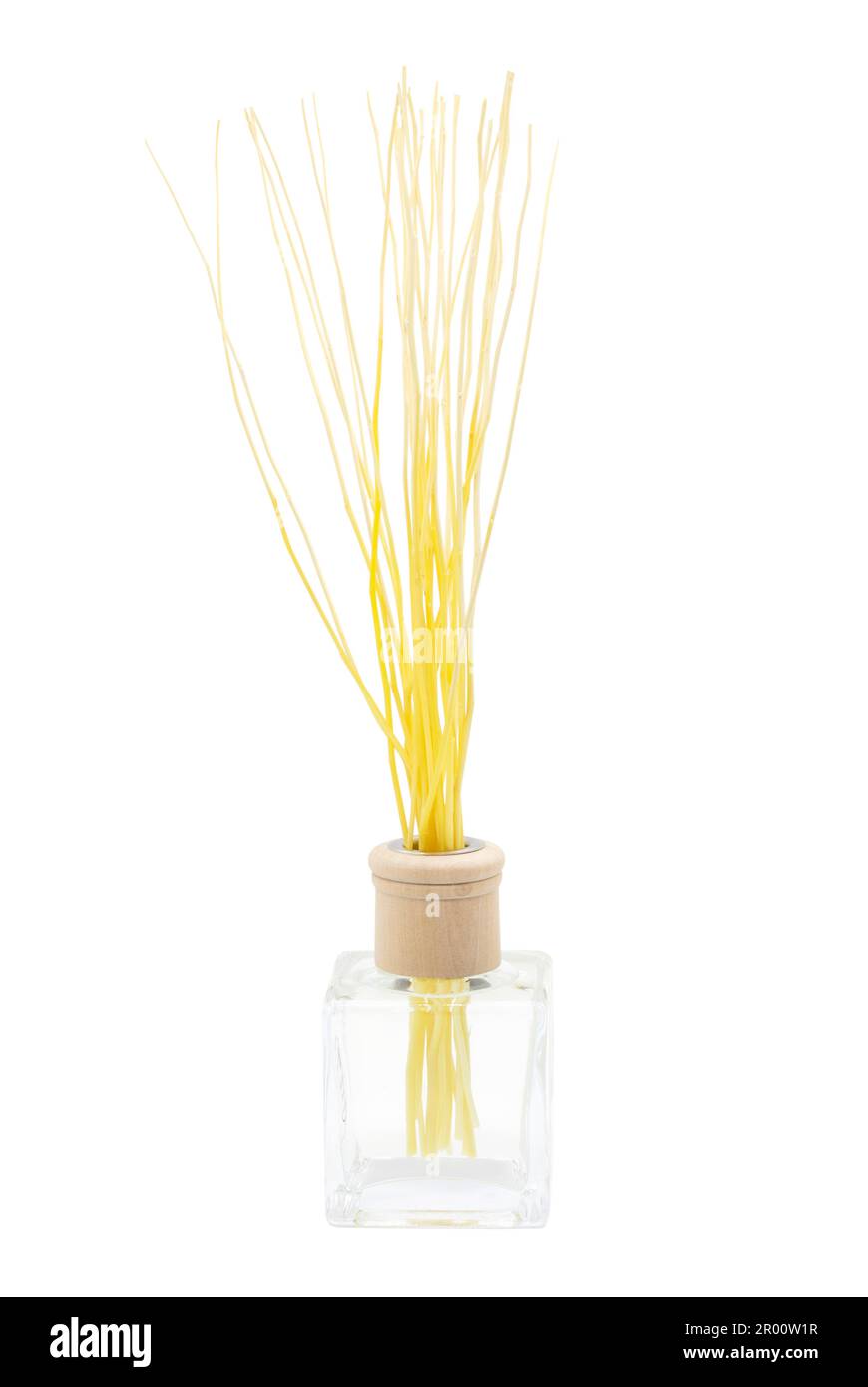 Air refresher with sticks in bottle isolated on white background Stock ...