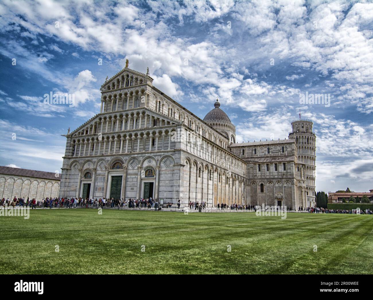 italy , Pisa, 30 -04-2023 : LANDSCAPE Piazza del Duomo with fanous ...