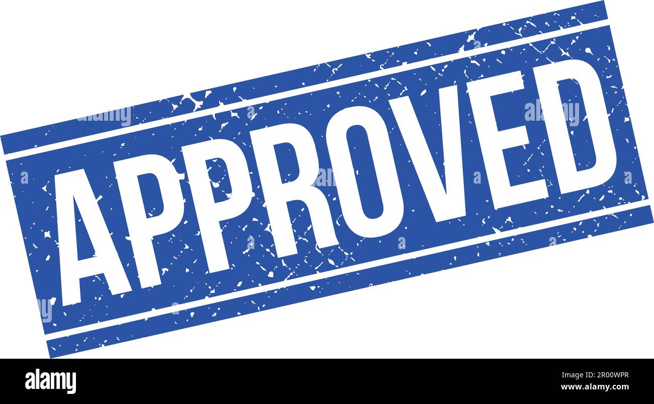 Blue Approved Grunge Rubber Stamp On White Background, Vector ...